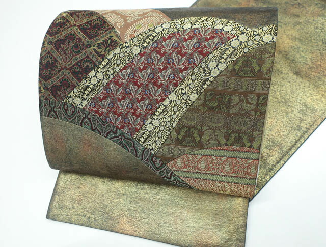 【楽天市場】【IDnet】【着物】 袋帯 お太鼓柄 西陣織 遠山文様 24B-1320【リサイクル】：アイディーネット