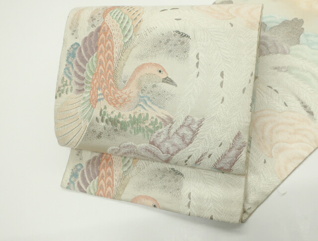 【楽天市場】【IDnet】【着物】 アンティーク 本袋帯 刺繍 孔雀文様 24B-1346【リサイクル】：アイディーネット