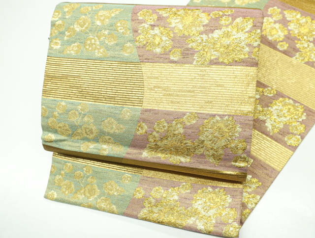 【楽天市場】【IDnet】【着物】袋帯 作家物 伝統工芸士 _橋和三 金糸 刺繍 花菱文 24B-1363【リサイクル】【中古】：アイディーネット