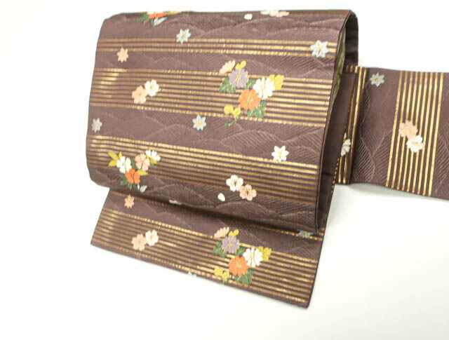 【楽天市場】【IDnet】【着物】 九寸名古屋帯 西陣織 横段に花文様 24B-1403【リサイクル】：アイディーネット