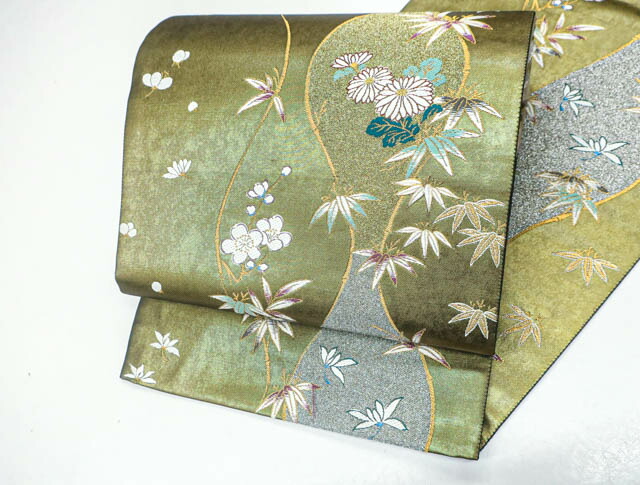 【楽天市場】【IDnet】【着物】 袋帯 立涌に笹 花文様 24b-1597【リサイクル】：アイディーネット