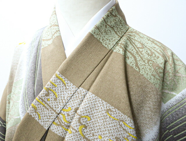 【楽天市場】【IDnet】【着物】 小紋 暈し 縦縞に横段 お洒落柄 身丈約167.5cm 裄丈約68cm 23Z-3567【リサイクル】：アイディーネット