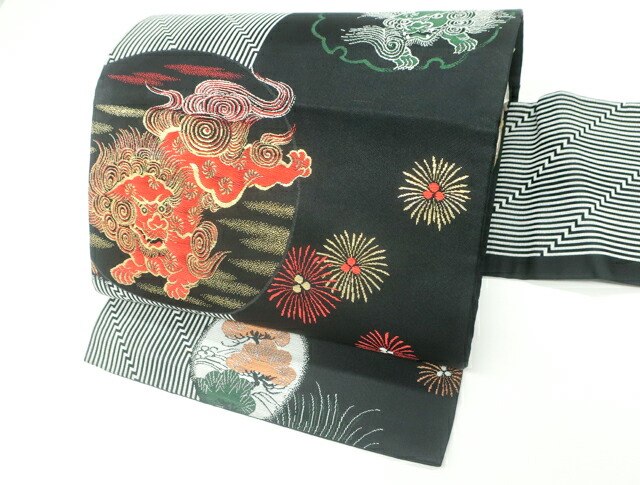 【楽天市場】【IDnet】【着物】 アンティーク 九寸名古屋帯 唐獅子に松文様 金糸 24b-1725【リサイクル】：アイディーネット