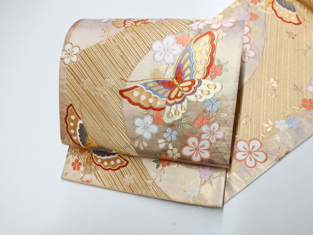【楽天市場】【IDnet】【着物】袋帯 西陣織 蝶に花文 24b-1960【リサイクル】：アイディーネット