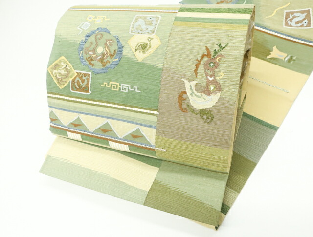 【楽天市場】【中古】 リサイクル着物 袋帯 抽象柄 金糸 24b-1696【リサイクル】IDnet：アイディーネット