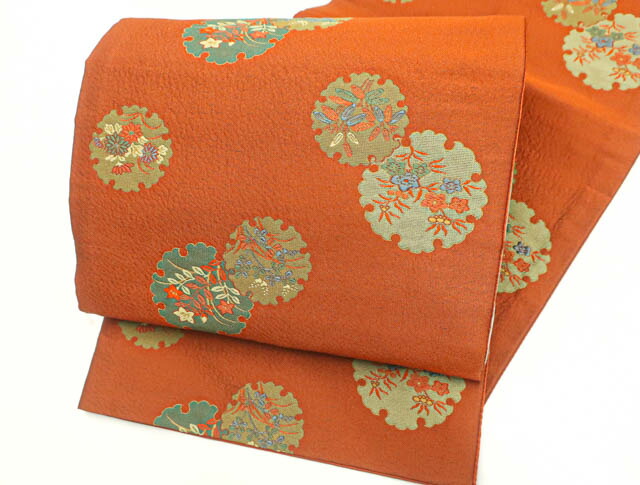 【楽天市場】【IDnet】【着物】リサイクル着物 京袋帯 全通柄 雪輪に花文様 芯無し 24b-1761【リサイクル】：アイディーネット