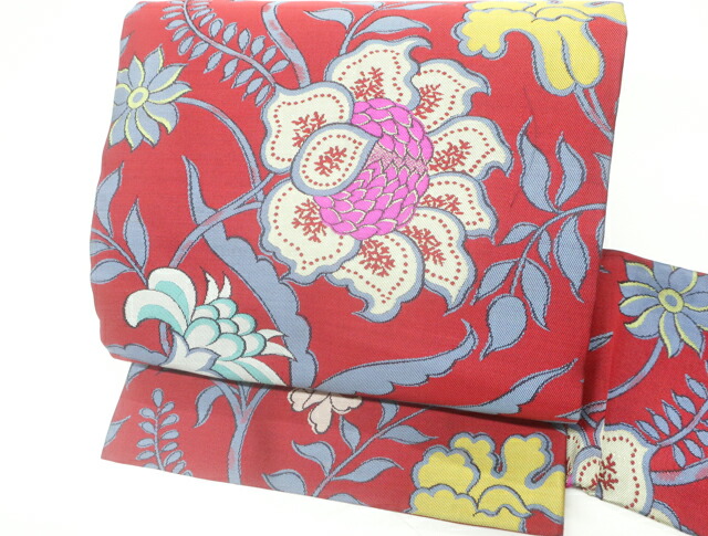 【楽天市場】【中古】 リサイクル着物 九寸名古屋帯 アンティーク 花唐草文 24b-1775[仕立て上がり 和服 アウトレット リサイクル着物 カジュアル カジュアル帯 リサイクル帯 着付け ...