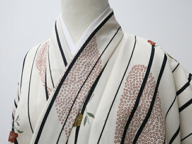 【楽天市場】最大65％OFF大売り出しセール【IDnet】【着物】小紋 洗える着物 縞に花文 24z-3493【リサイクル】：アイディーネット