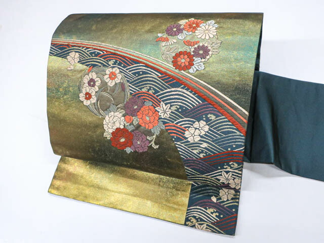 【楽天市場】最大70％OFF大特価セール【IDnet】【着物】 九寸名古屋帯 西陣織 丸花文 金糸 24b-2491【リサイクル】：アイディーネット