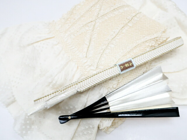 【楽天市場】最大65%OFF大売り出しセール【IDnet】【着物】 和装小物 帯締め 帯揚げ セット 帯締 帯揚 礼装用 中抜き絞り 金糸 末広付き 24w-11134【リサイクル】：アイディーネット