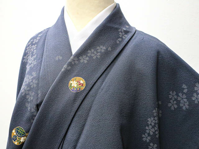 【楽天市場】福袋初売りセール最大65%OFF【IDnet】【着物】小紋 よろけ桜 丸紋に花 鹿の子文 身丈約168cm 裄丈約66.5cm 24z-4468【リサイクル】：アイディーネット