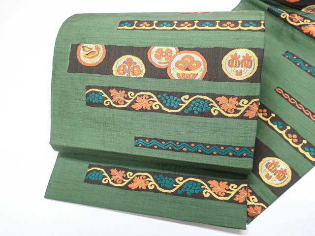 【楽天市場】【IDnet】【着物】袋帯 紬織 唐草葡萄文 24b-2667【リサイクル】：アイディーネット