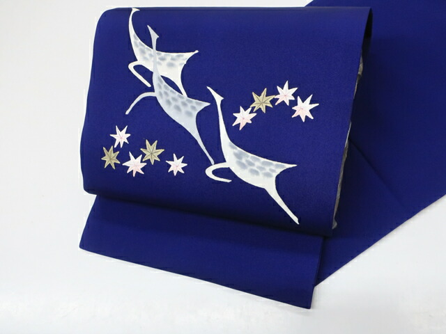 【楽天市場】【IDnet】【着物】 九寸名古屋帯 開き仕立て 動物 楓文 お太鼓柄 24b-2697【リサイクル】：アイディーネット