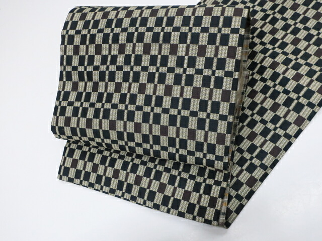 【楽天市場】【IDnet】【着物】袋帯 全通 変わり格子文 リバーシブル 24b-2732【リサイクル】：アイディーネット