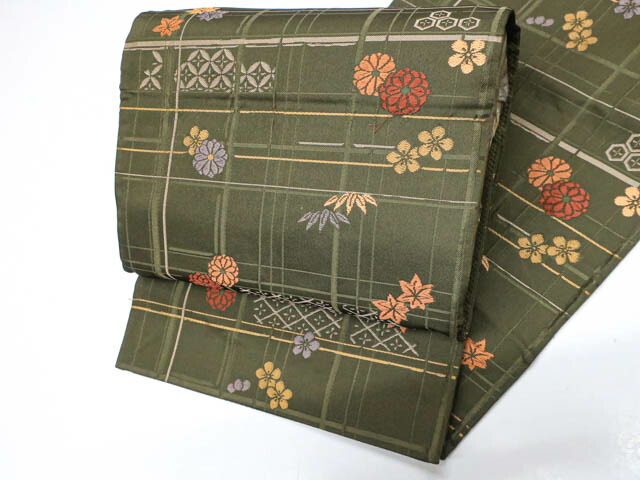【楽天市場】バレンタインデーセール最大60%OFF【IDnet】【着物】 京袋帯 六通柄 格子に七宝 亀甲 小花文 芯無し 24b-2764【リサイクル】：アイディーネット