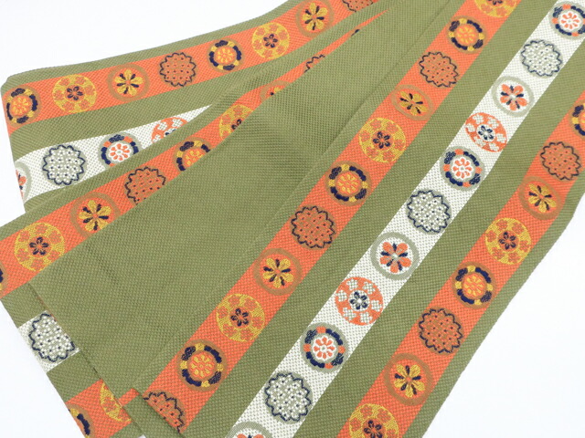 【楽天市場】【IDnet】【着物】 半幅帯 縞に丸花文 24w-11819【リサイクル】：アイディーネット