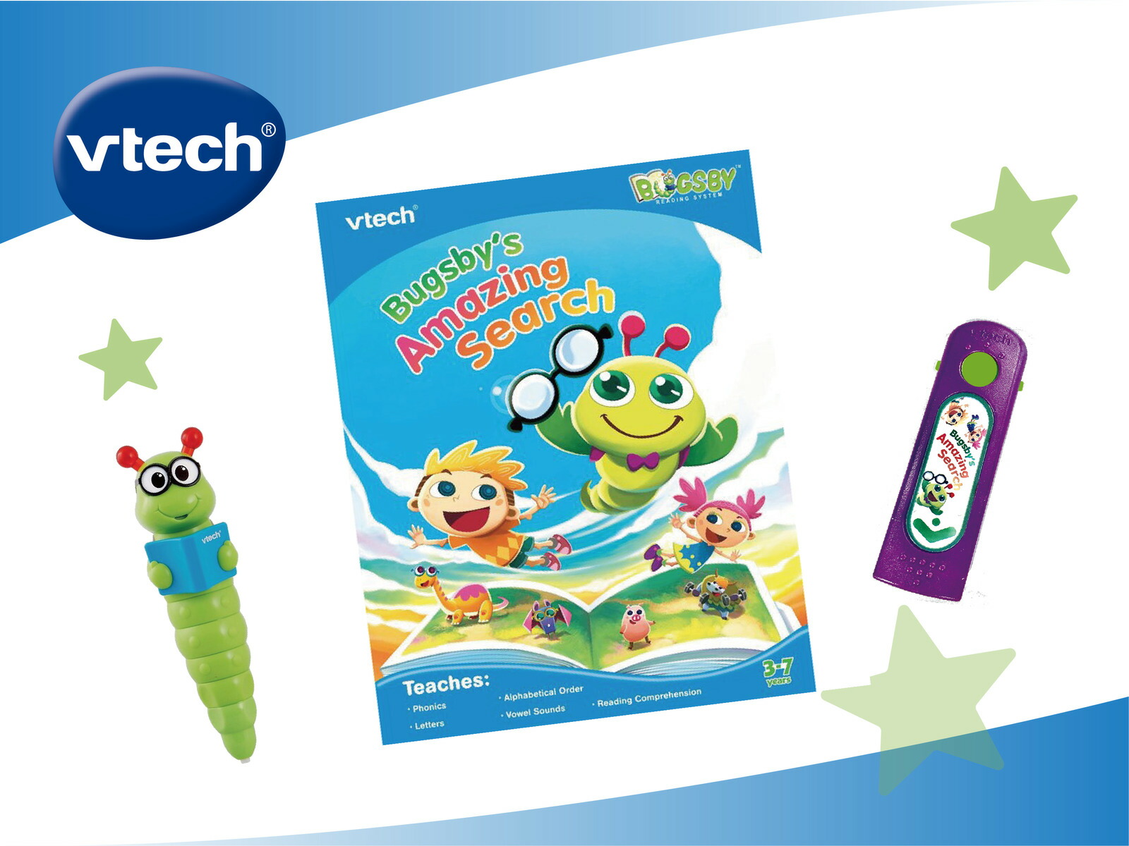 【楽天市場】VTech ヴィテック Bugsby Reading System 【バグズビー・スタータキット】英語 知育玩具 おもちゃ ブック ...