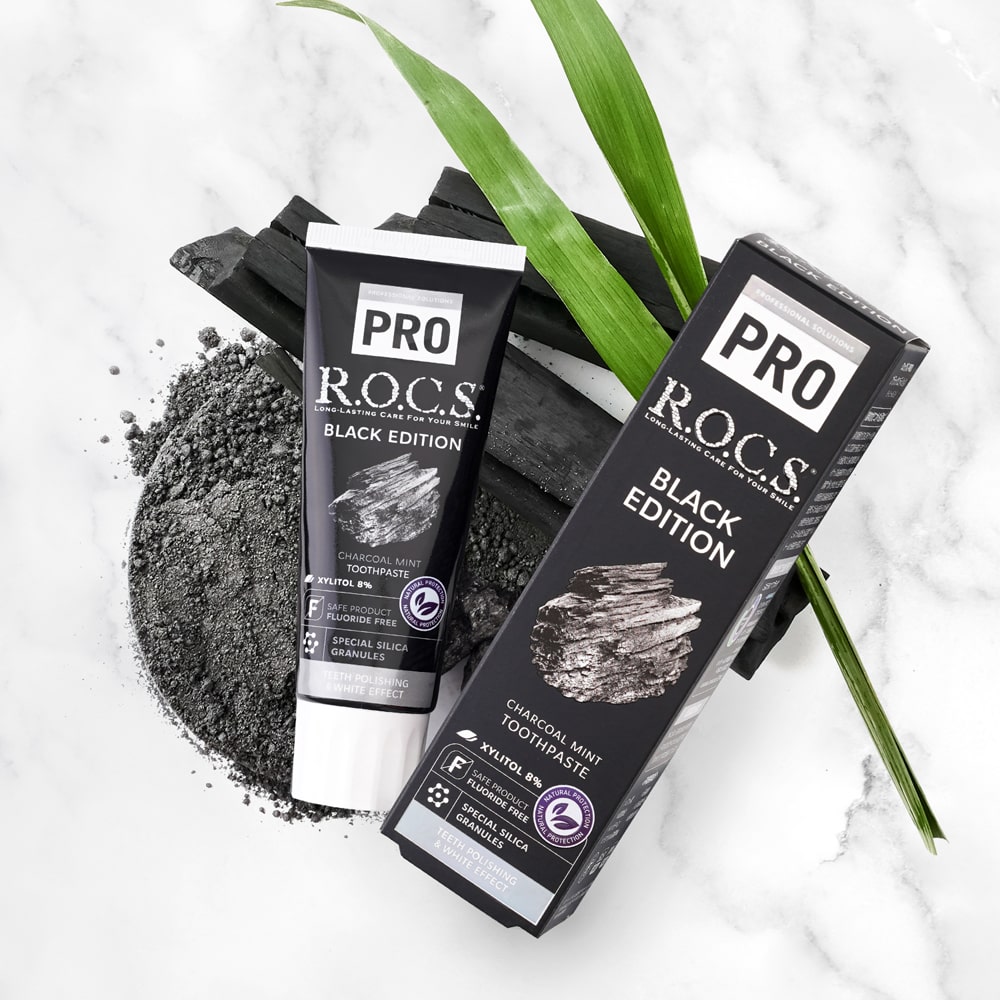 【楽天市場】【送料無料※一部除く】ROCS PRO ロックスプロ 歯磨き粉 BLACK EDITION ブラックエディション 94g ...