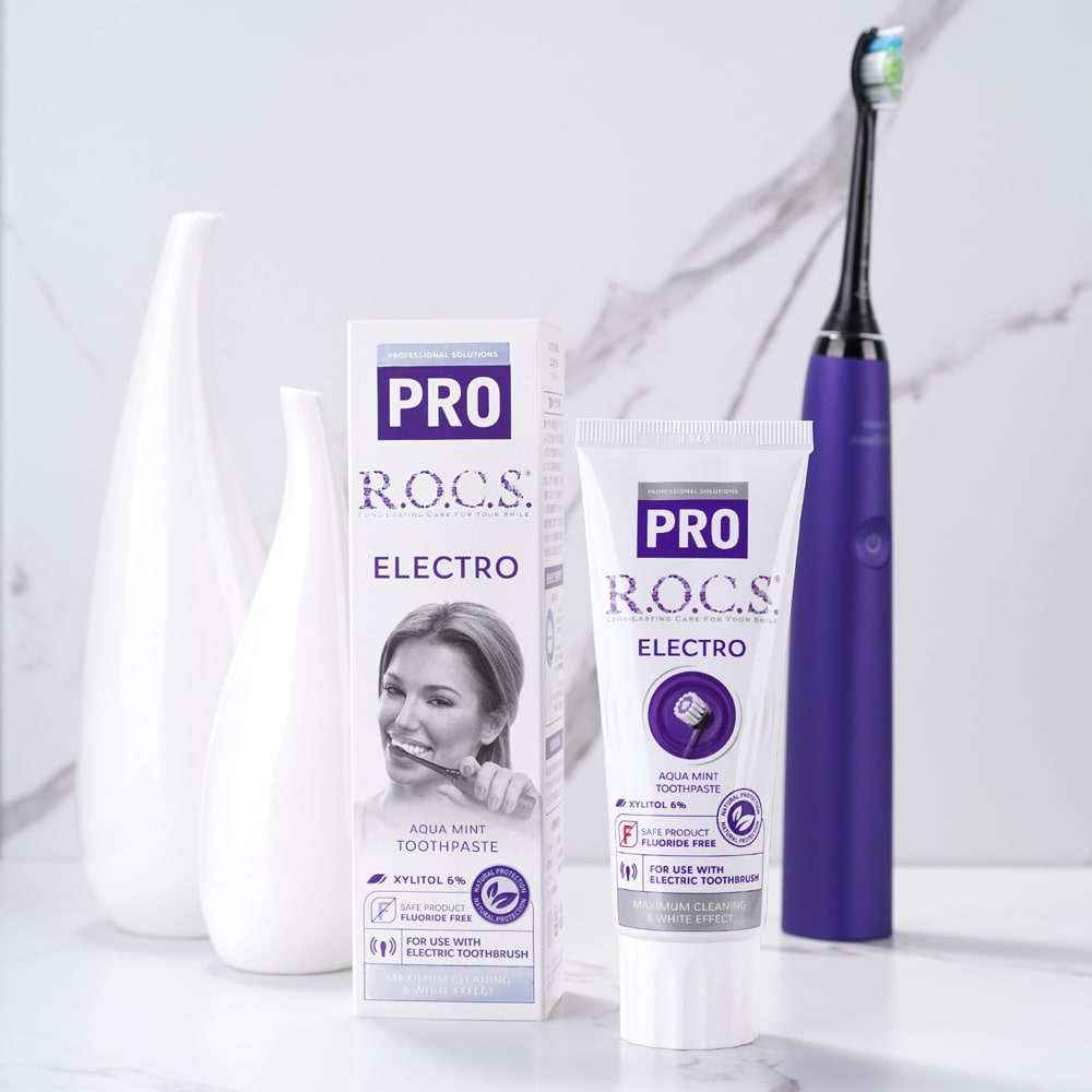 【楽天市場】【送料無料※一部除く】ROCS PRO ロックスプロ 歯磨き粉 電動歯ブラシ用 ELECTRO エレクトロ 94g アクアミント 6本：オーラルケア用品 アットイーハ