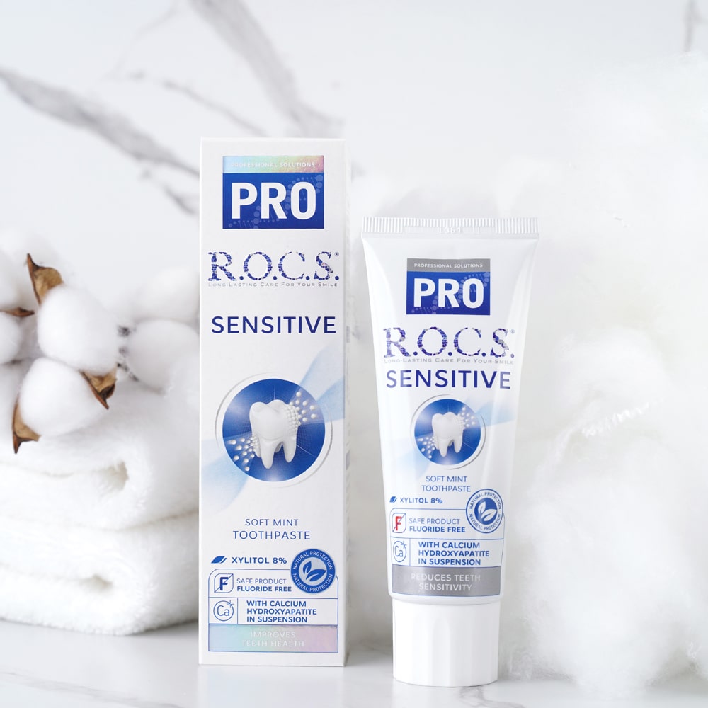 【楽天市場】【送料無料※一部除く】ROCS PRO ロックスプロ 歯磨き粉 SENSITIVE センシティブ 94g ソフトミント 6本 ...