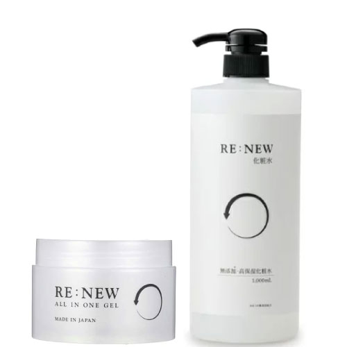【楽天市場】RE:NEW W幹細胞 化粧水&オールインワンゲル 1000ml / 220g (無香料 無着色 1L たっぷり 大容量 ノンアルコール ヒアルロン酸 コラーゲン ヒト幹細胞培養液 ...