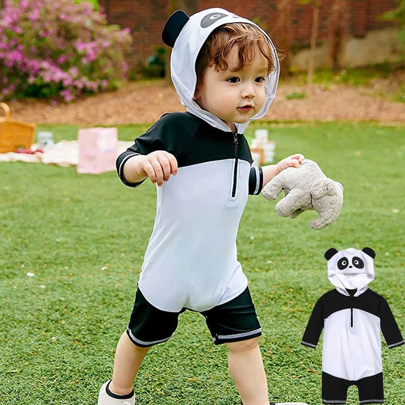 【楽天市場】【送料無料】スイムウェア 子供用 ロンパース 赤ちゃん こども 男の子 女の子 キッズ パンダ オールインワン 水着 フード付き ベビー：yumeshop01