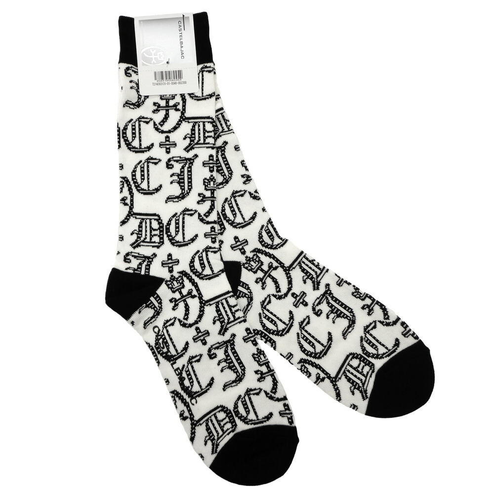 【楽天市場】カステルバジャック 抗菌防臭 kamon＋ロゴ総柄 クルーソックス (白) GD*02721439313101【24/12/24 ...