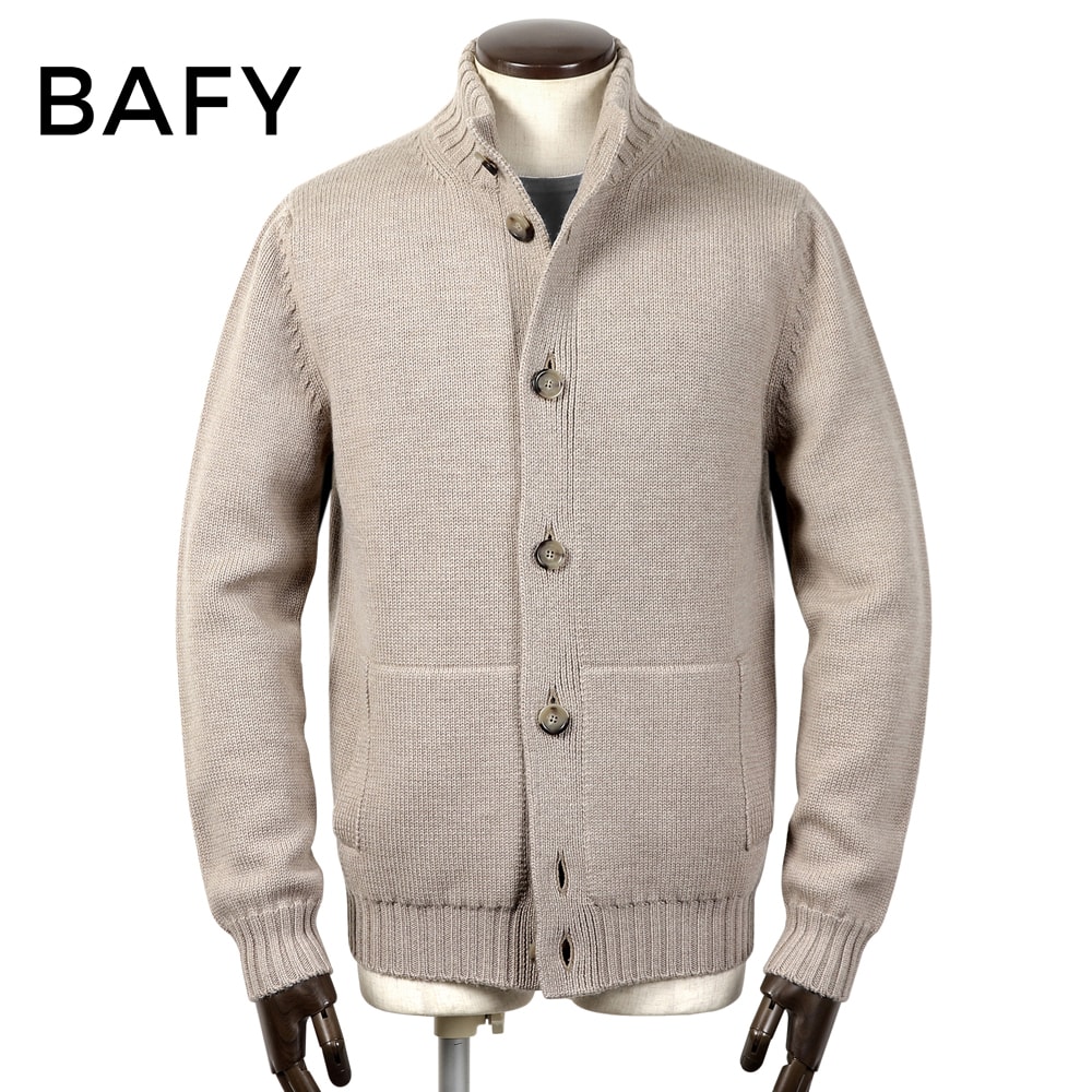【楽天市場】【SALE】バフィー BAFY ／ 25-26AW 当店別注メリノウール5ゲージ立ち襟ニットカーディガン「44054」（グレージュ ...