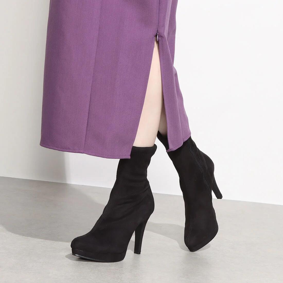 【楽天市場】9200 ヒールエレガンス美脚姿勢ストレッチショートブーツ 美脚 ブーツ レディース 秋 冬 日本製 太ヒール シンプル カジュアル【選べる福袋】：IK plus