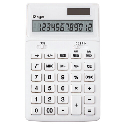 【楽天市場】電卓 12桁 おしゃれ 12桁抗菌電卓 ホワイト アスカ Asmix：いくるん