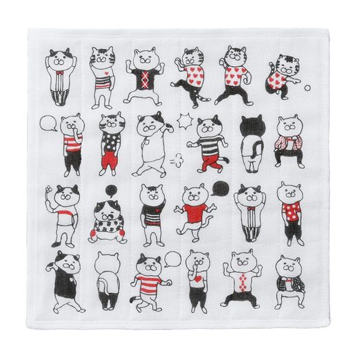 【楽天市場】NEKONOBA蚊帳生地ふきんゆかいなネコ30cmx30cm：Ilmondomall