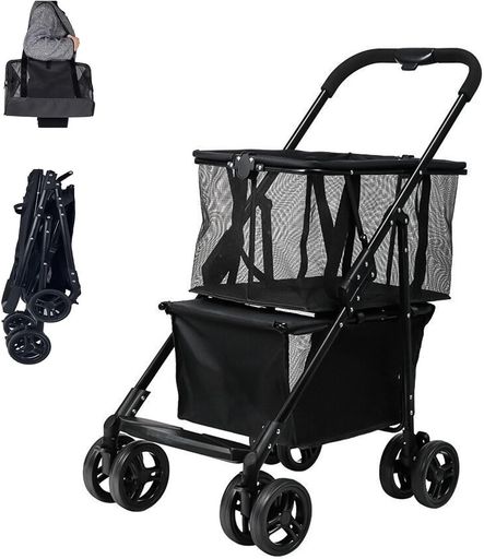 【楽天市場】Hopeholicショッピングカート折り畳み買い物カート4輪大容量軽量おしゃれカゴのみでも使用可能ショッピングキャリーブレーキ付きコンパクト台車2段敬老の日父の日母の日プレゼント ...