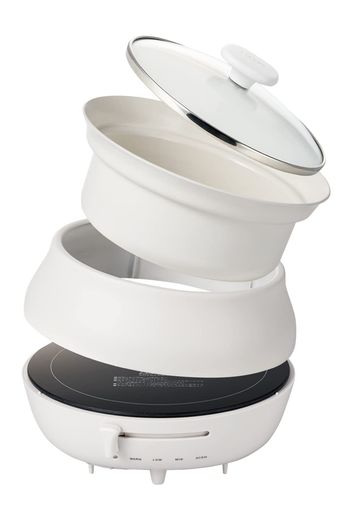 【楽天市場】エレコム IHクッキングヒーター 専用深鍋付 4段階温度調整 レバー式 鍋掴み付 満水容量約1.5L IH卓上調理なべ ...