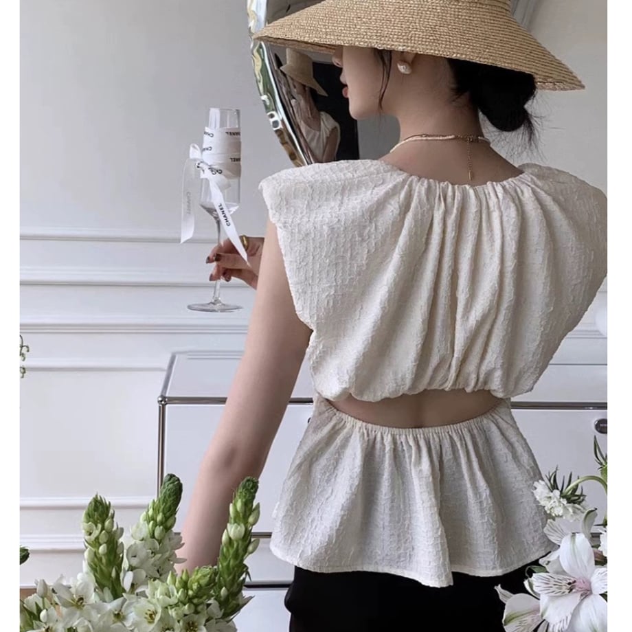 【楽天市場】バックオープン トップス ブラウス シャーリング TP-1473CMY ブラウス トップス シャツ 肌見せ きれいめ 上品 フェミニン 女子会 エレガント 体型カバー 春 夏 秋 ...