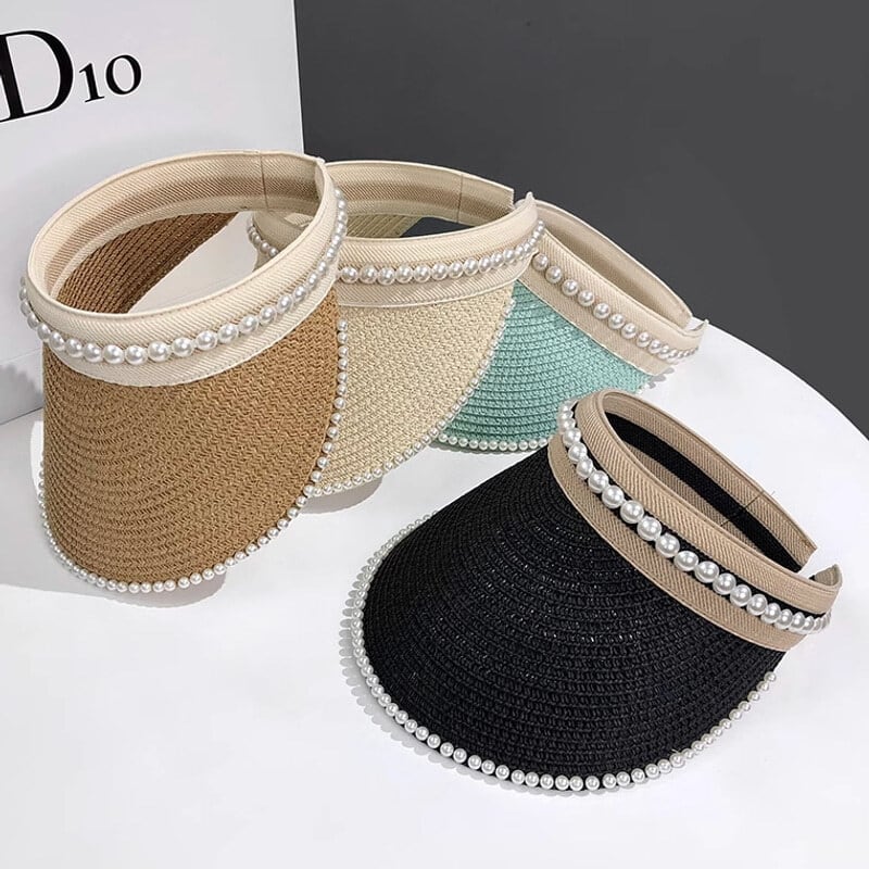 【楽天市場】全8色 パールエッジ カラー ストローサンバイザー ハット 日焼け防止 麦わら帽子 帽子 ストロー 麦わら レディース ベーシック エレガント 豪華 きれいめ シンプル 大人 ...