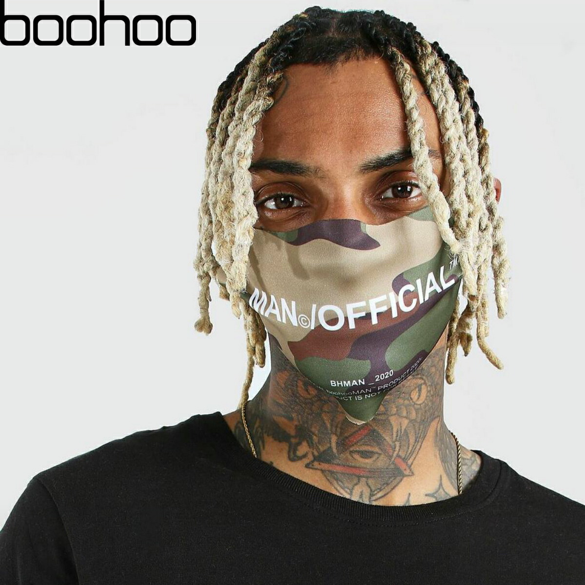 【楽天市場】ブーフー boohoo 布マスク 2枚 MAN Official Camo Fashion Mask KHAKI カーキ カモ ...
