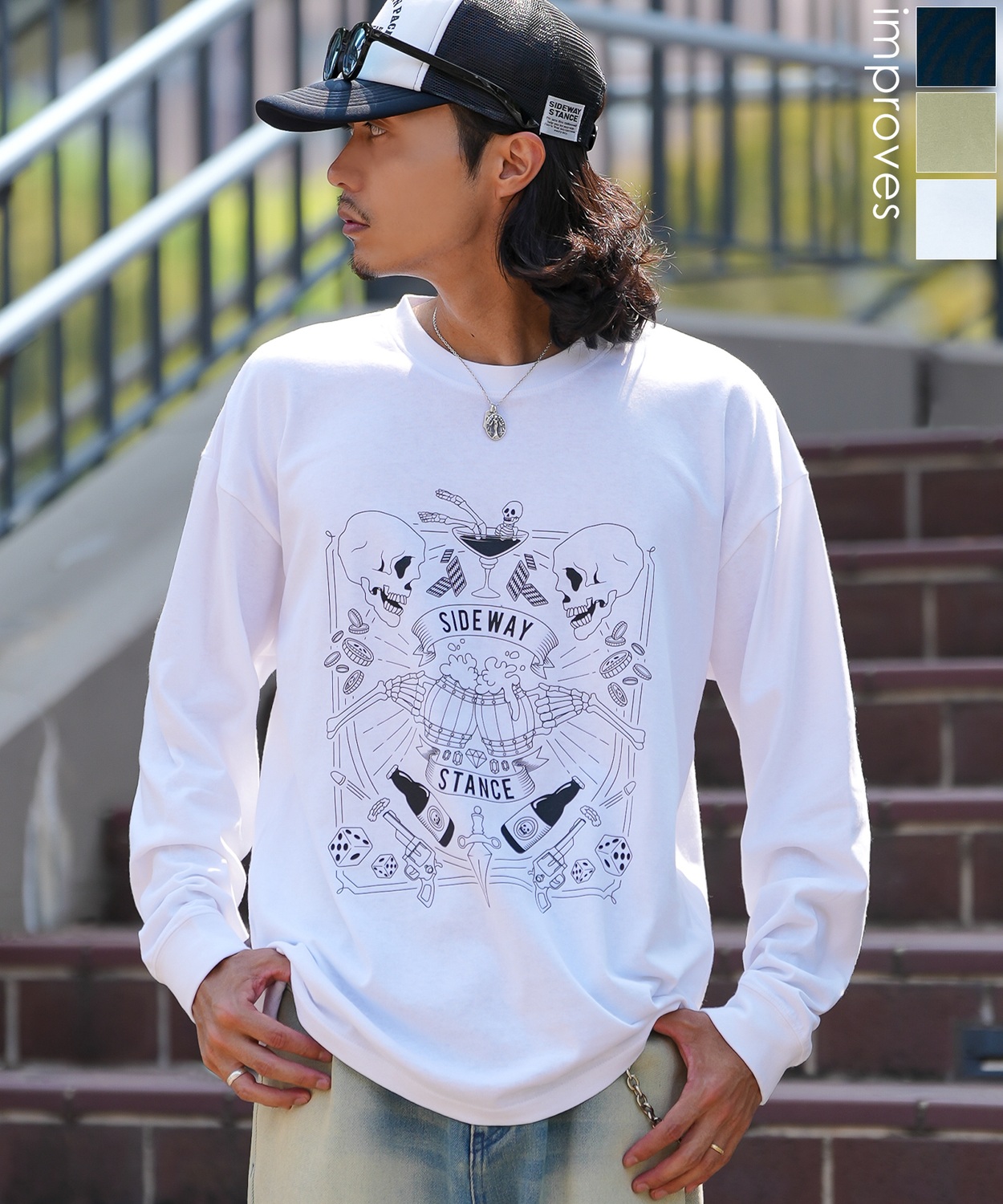 【楽天市場】長袖Tシャツ メンズ レディース SIDEWAY STANCE サイドウェイスタンス ロンT カットソー ドランクスカル アメカジ カジュアル Y2K ストリート 90s レトロ ...