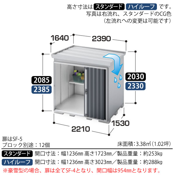 【楽天市場】イナバ物置 フォルタ屋根傾斜変更タイプFK-2215S 一般型・多雪型スタンダード側面流れタイプ【関東・新潟・長野・富山限定販売】【お客様組立商品】：イナバ物置専門店上越スチール販売