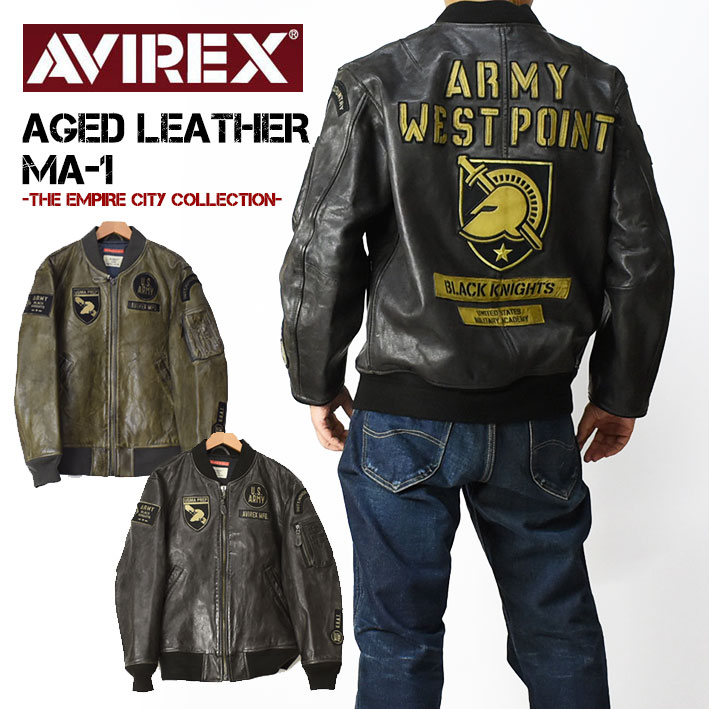【楽天市場】AVIREX アビレックス -THE EMPIRE CITY COLLECTION- AGED LEATHER TYPE MA-1 JACKET WEST POINT エイジド ...