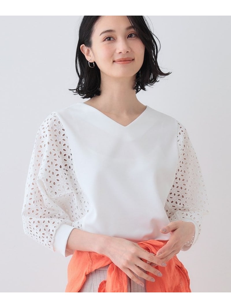 【楽天市場】【SALE／40%OFF】新色登場!【洗える/体型カバー】レースコンビトップス INDIVI インディヴィ トップス カットソー・Tシャツ ホワイト グレー ブラック グリーン ...