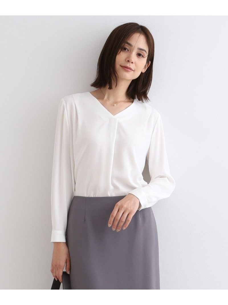 【楽天市場】【SALE／60%OFF】【通勤に最適/Vネック】タックデザインブラウス INDIVI インディヴィ トップス シャツ・ブラウス ブルー ネイビー グレー ホワイト【RBA_E ...