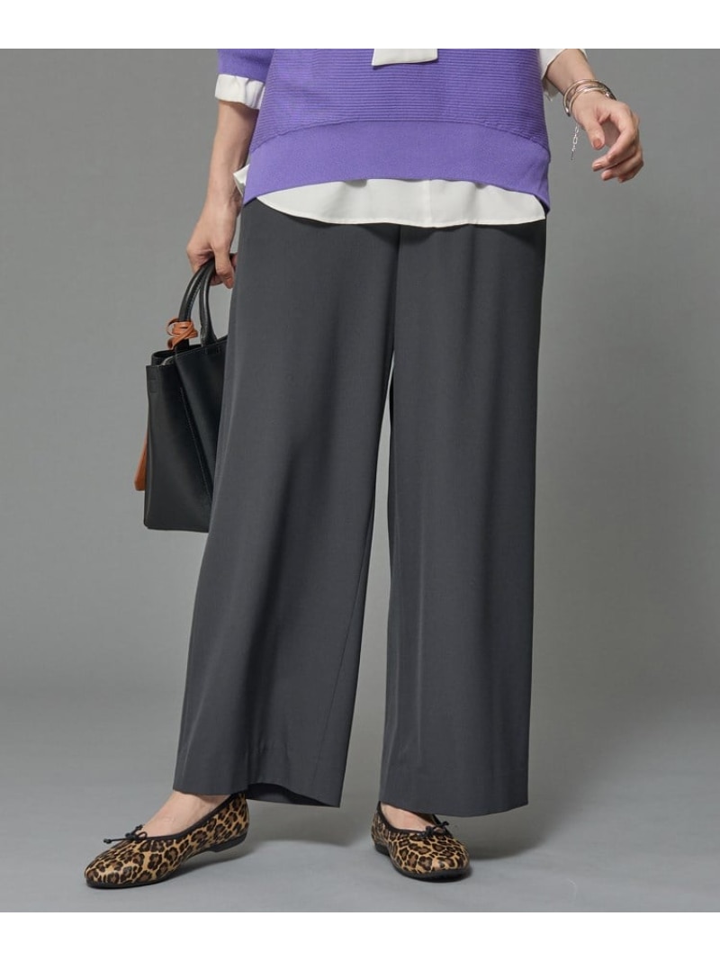 【楽天市場】【洗える/SETUP可能】エアリージャージ ワイドパンツ INDIVI インディヴィ パンツ その他のパンツ グレー ブラック【先行予約】*【送料無料】[Rakuten ...