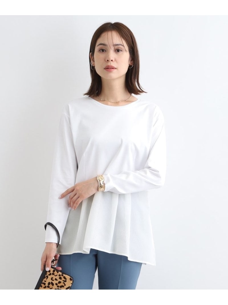 【楽天市場】【SALE／10%OFF】【洗える】透かしストライプコンビトップス INDIVI インディヴィ トップス カットソー・Tシャツ ホワイト【RBA_E】【送料無料】[Rakuten ...