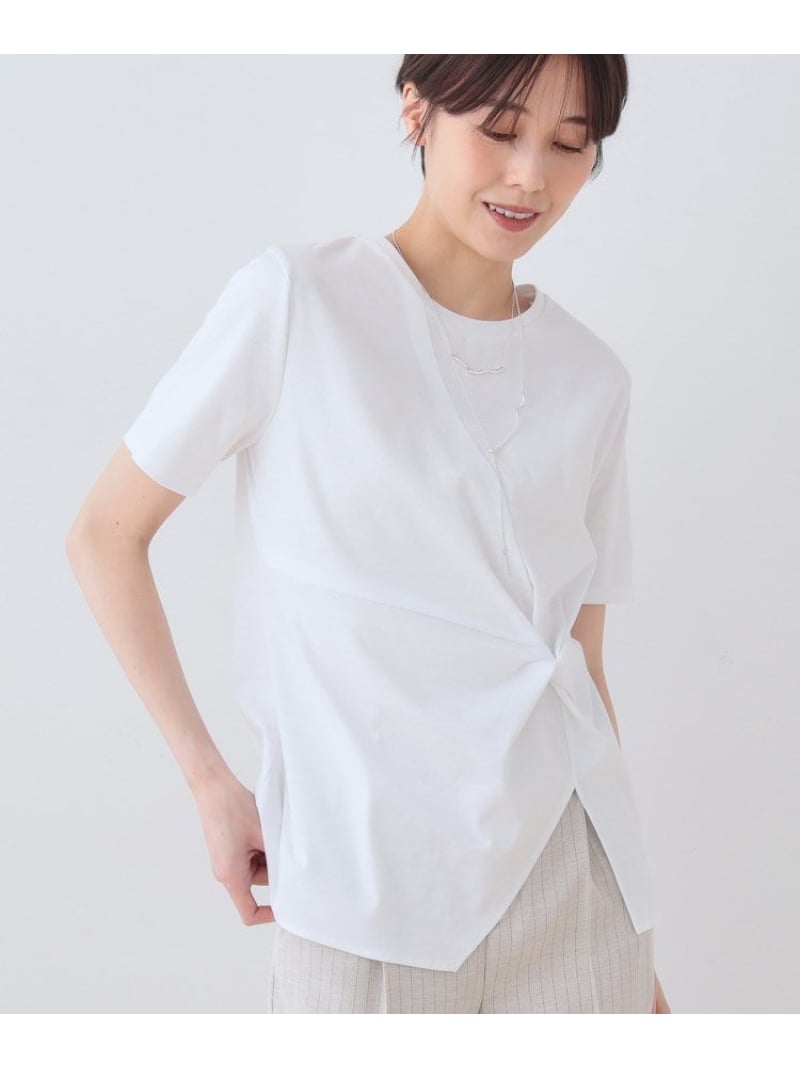 【楽天市場】【SALE／55%OFF】【洗える】ねじりデザインTシャツ INDIVI インディヴィ トップス カットソー・Tシャツ カーキグリーン ブラック ホワイト グリーン ブルー ...