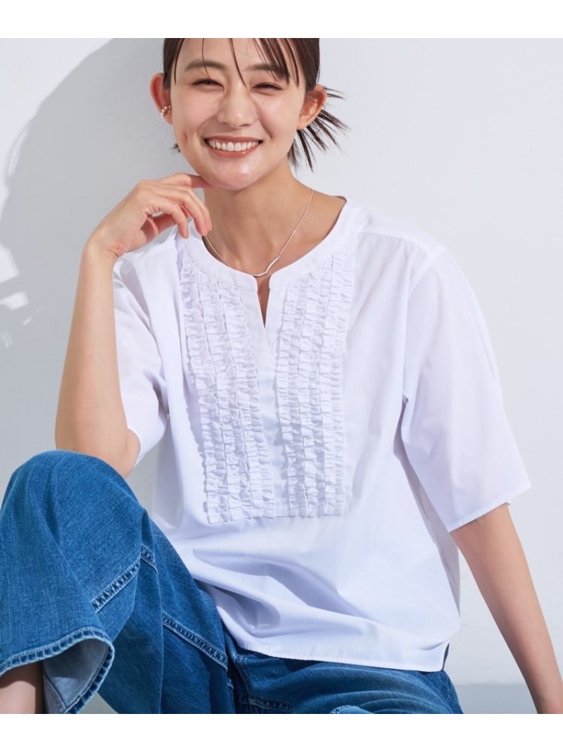 【楽天市場】【SALE／5%OFF】【洗える】胸元タックフリルブラウス INDIVI インディヴィ トップス シャツ・ブラウス ホワイト ブラック グレー ブルー【RBA_E】【送料無料 ...