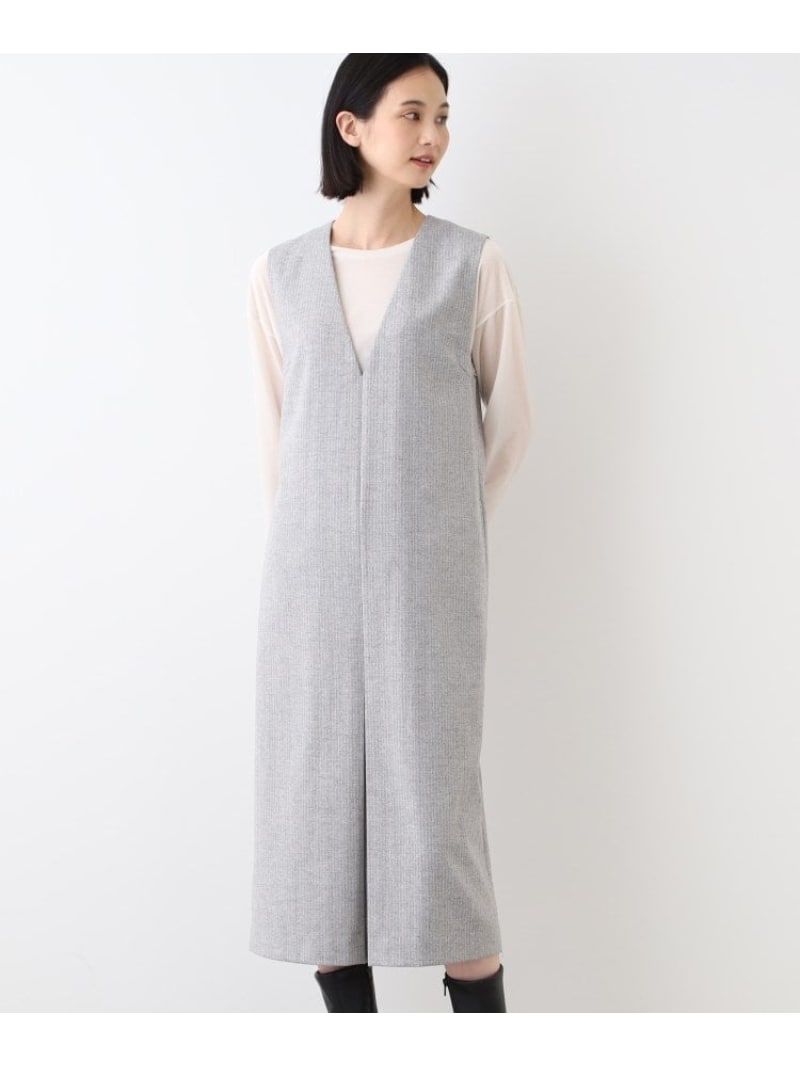 【楽天市場】【SALE／55%OFF】【日本製/SETUP可能/インポート素材】ストライプジャンパースカート INDIVI インディヴィ ワンピース・ドレス その他のワンピース・ドレス グレー ...