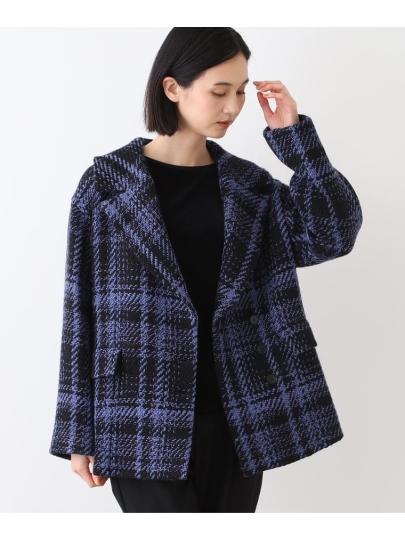 【楽天市場】【SALE／50%OFF】【日本製】ビッグチェック柄ショートコート INDIVI インディヴィ ジャケット・アウター チェスターコート ブラウン ブラック【RBA_E】【送料無料 ...