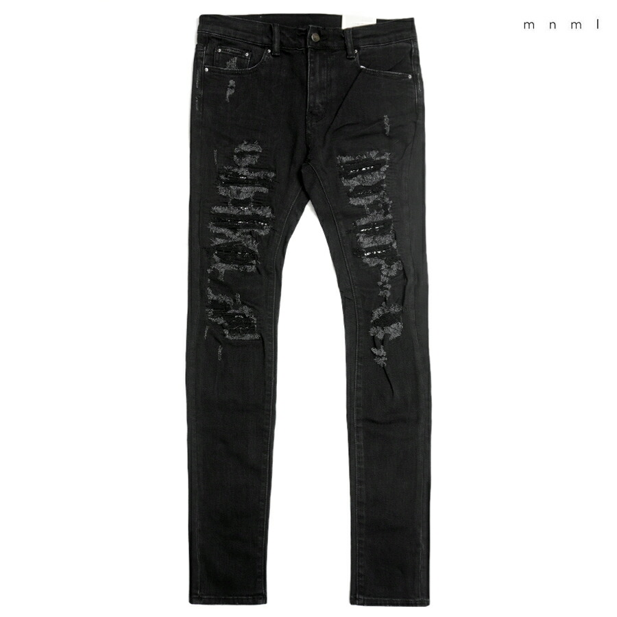 【楽天市場】【送料無料★ラスト1点】MNML X165 PAISLEY STRETCH DENIM PANTS【BLACK】(30inch・32inch・34inch・36inch)(ミニマル ...