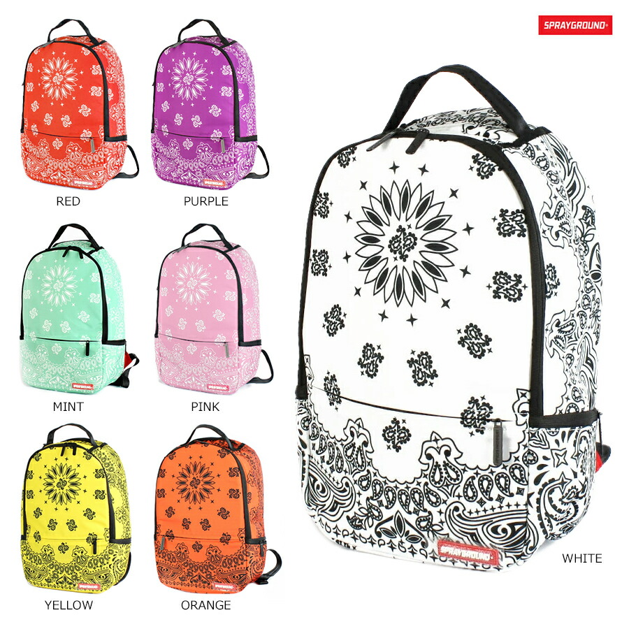 【楽天市場】【送料無料】SPRAYGROUND BANDANA BACKPACK【WHITE/RED/PURPLE/MINT/PINK ...