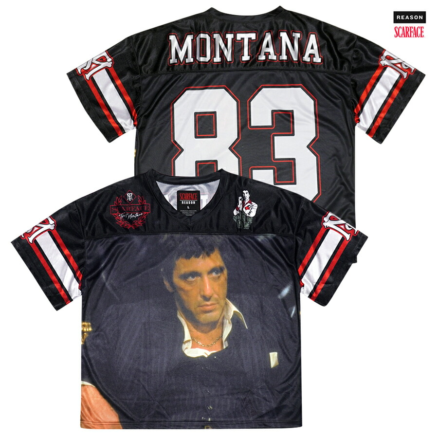 【楽天市場】【送料無料】REASON CLOTHING × SCARFACE OVERSIZED FOOTBALL JERSEY【BLACK ...